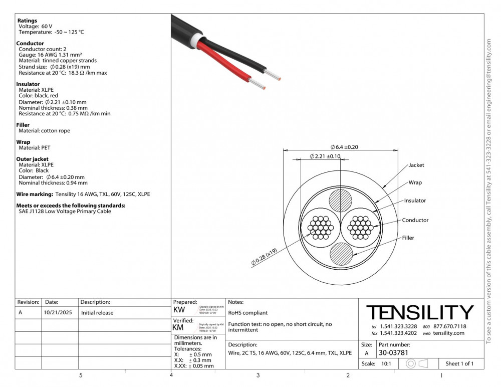 30-03781 cable specification drawing