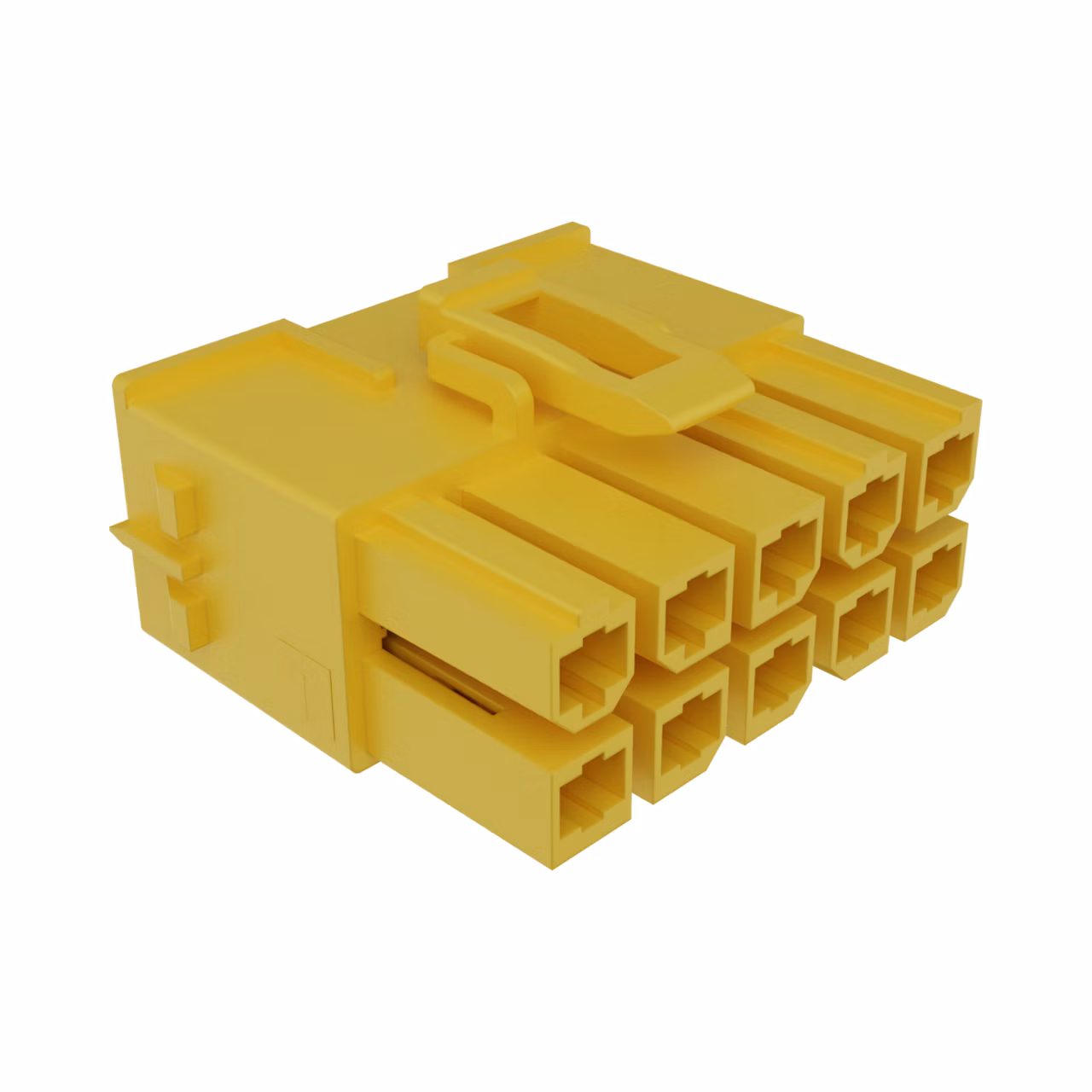 Mega-Fit ColorLock Tangless TPA-Capable Receptacle Housing, Dual Row, 10 Circuit, UL 94V-0, Glow-Wire Capable, Yellow for sale