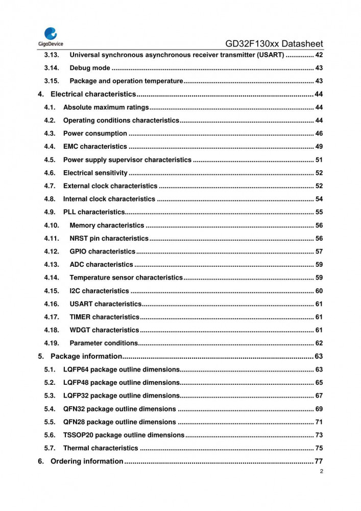 GD32F130xx datasheet page 3