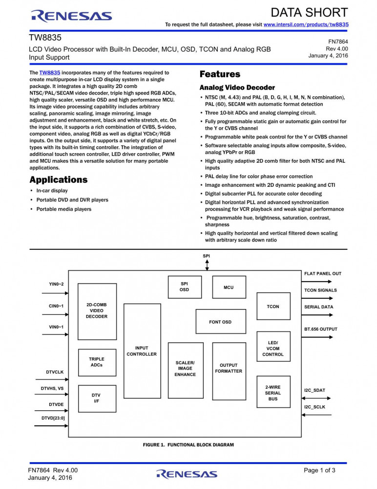 TW8835 technical document page 1