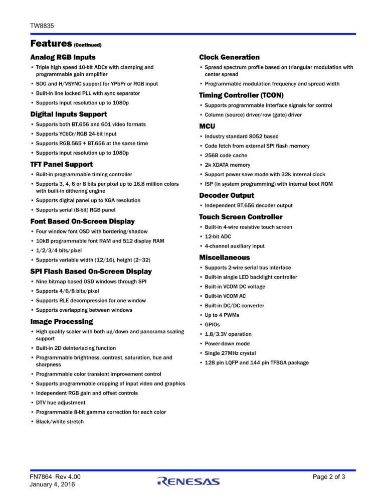 TW8835 technical document page 2