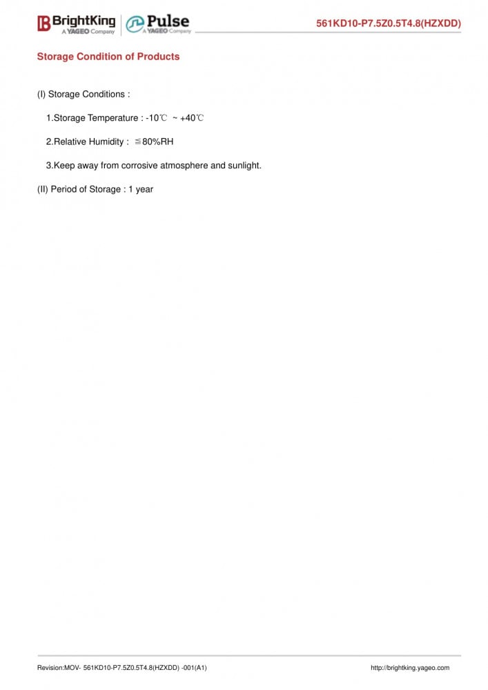 BrightKing MOV datasheet page 6