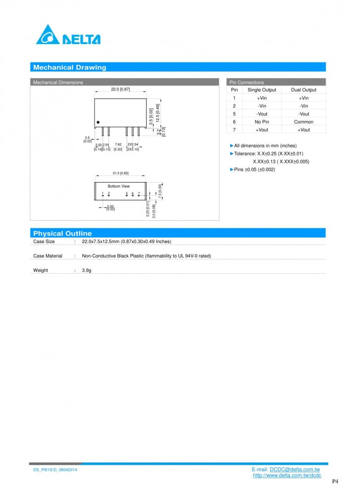 DELTA PI01D1205A datasheet page 4