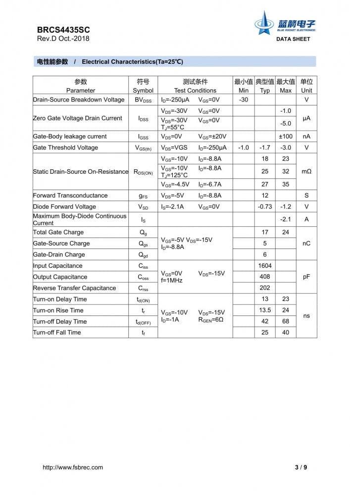 BRCS4435SC datasheet page 3