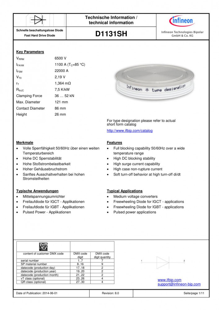 D1131SH65T technical document page 1