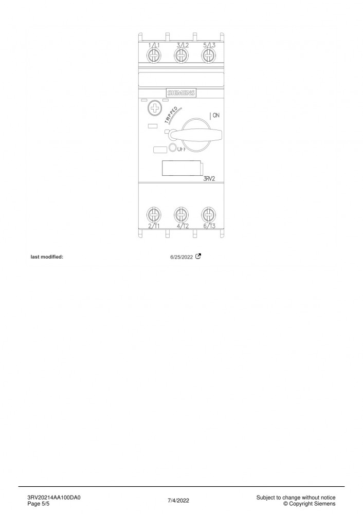 3RV20214AA100DA0 datasheet page 5