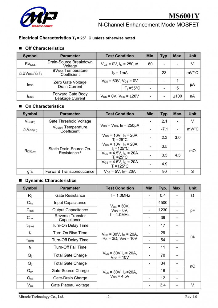 MS6001Y datasheet page 2