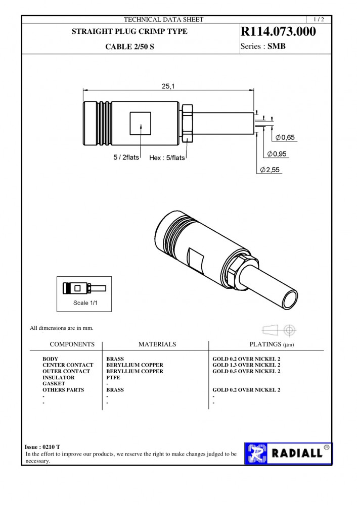 Radiall R114073000 technical datasheet, page 1