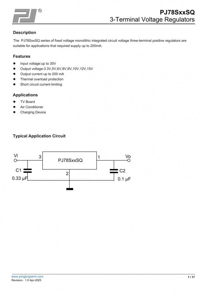 PJ78SxxSQ datasheet page 1