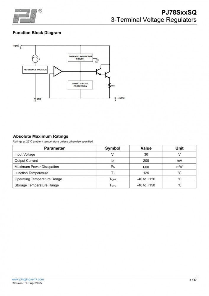 PJ78SxxSQ datasheet page 3