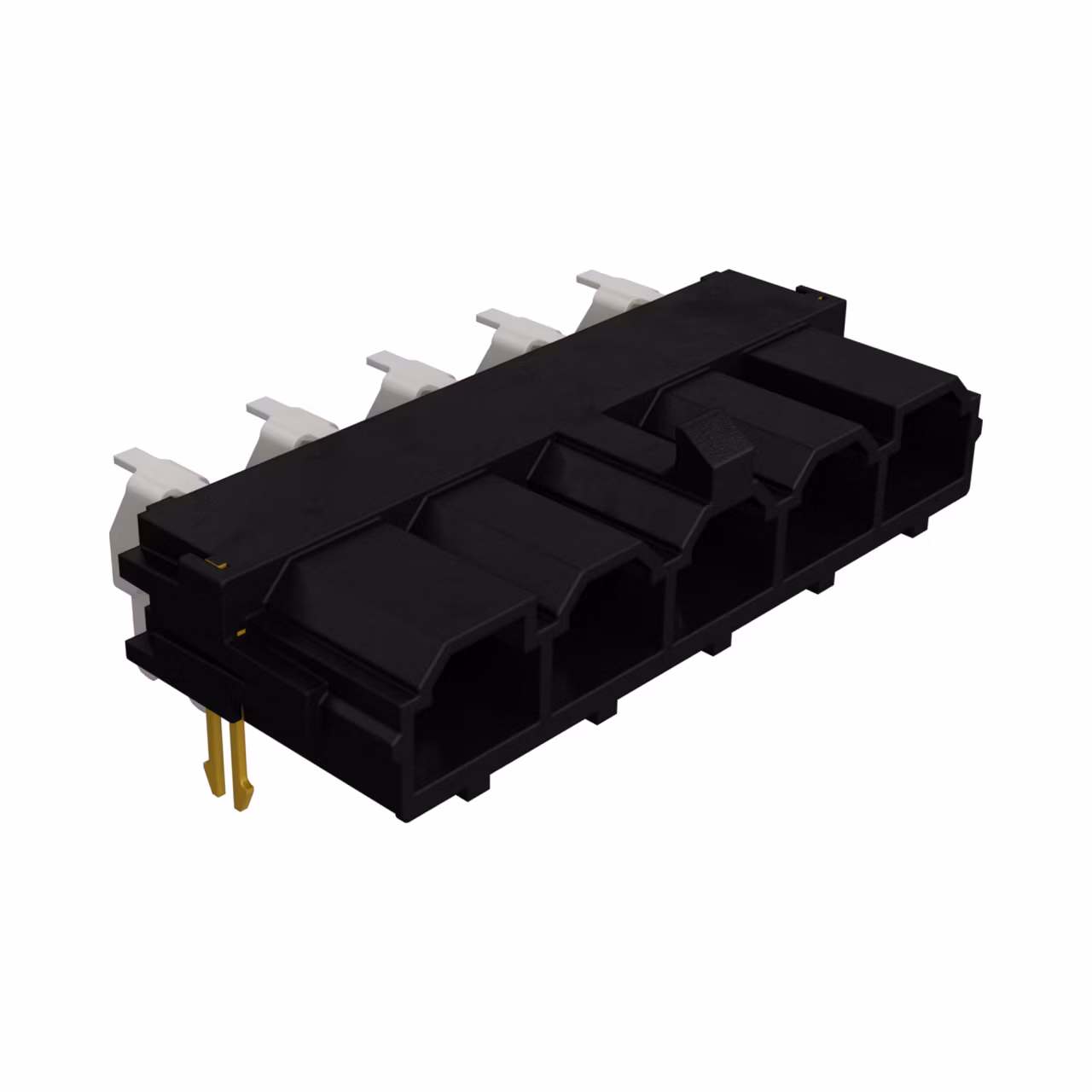 Mini-Fit Sr. Right-Angle Header, 10.00mm Pitch, Single Row, 5 Circuits, 5.10mm Tail Length, for 2.36mm PCB, Silver (Ag) Plating, with Clip for sale