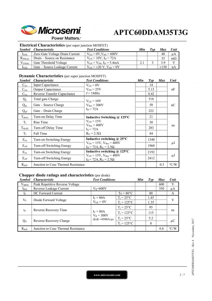 APTC60DDAM35T3G technical document page 2