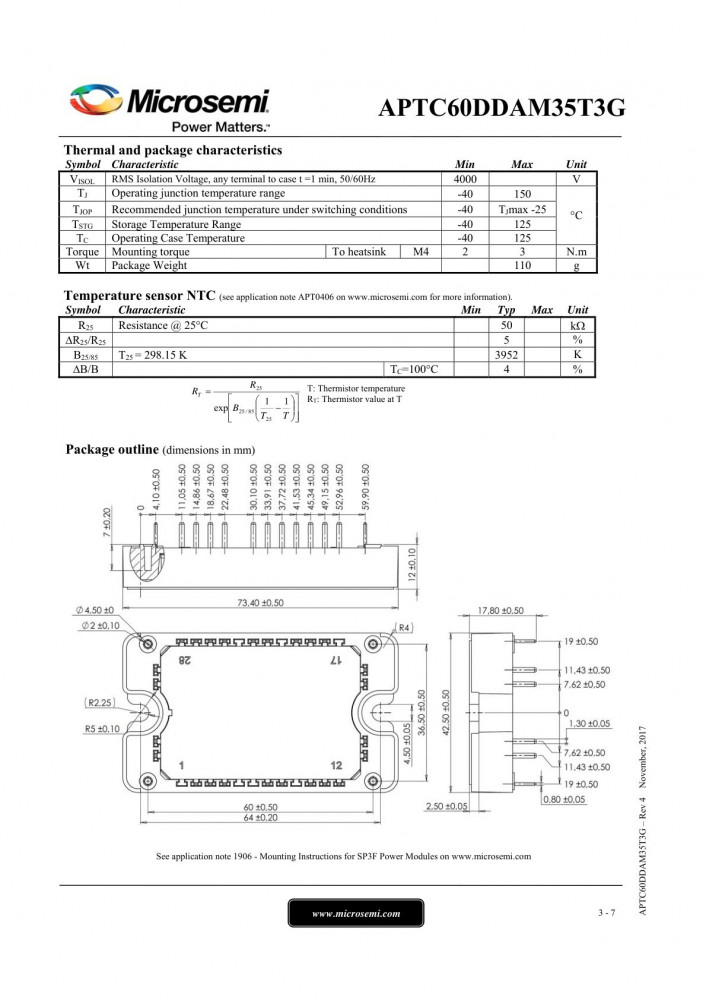 APTC60DDAM35T3G technical document page 3