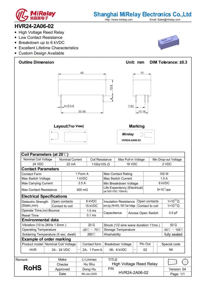 MiRelay HVR24-2A06-02 technical document