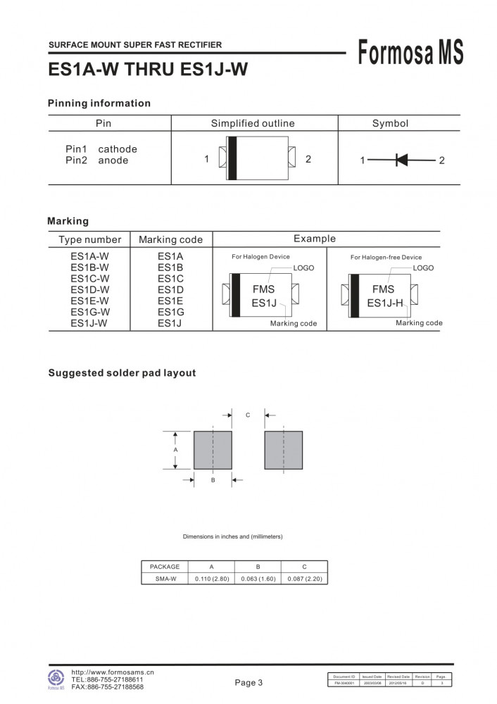 ES1J-W datasheet page 3