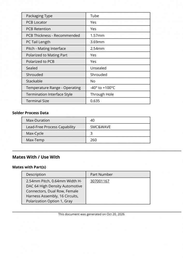MOLEX 307005164 technical document image, page 3