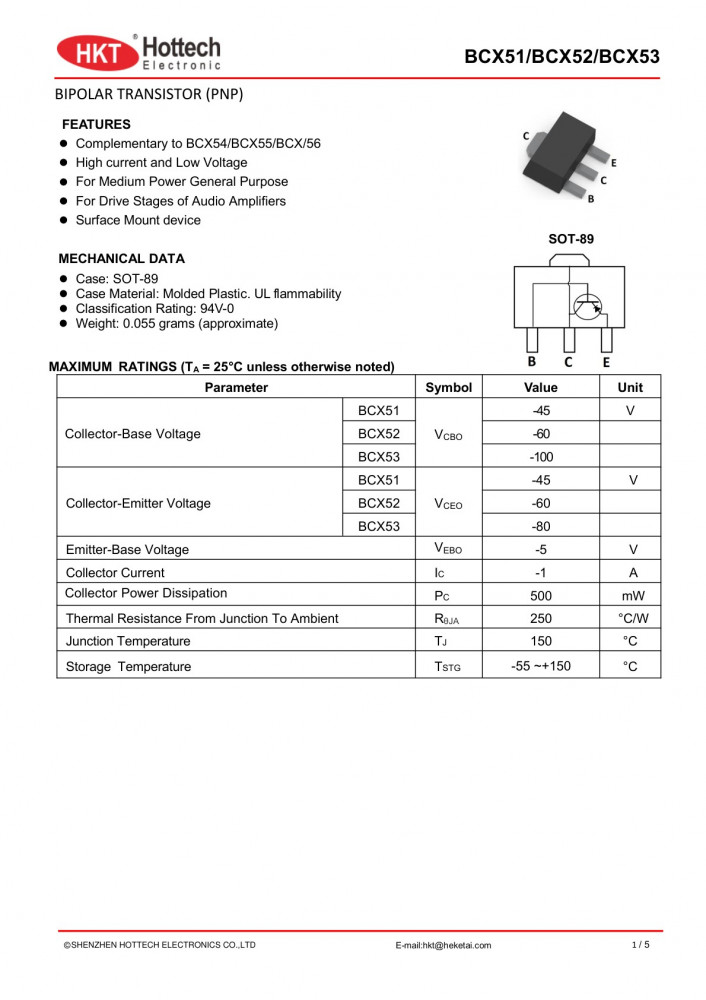 BCX53 AH HD datasheet page 1