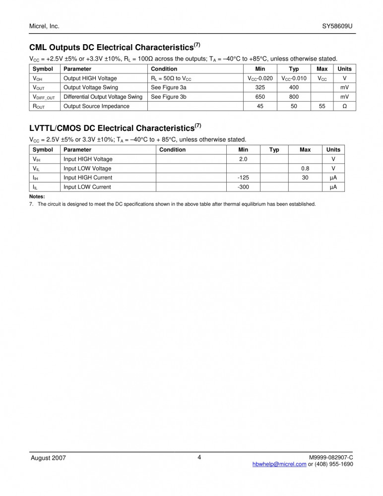SY58609UMG datasheet page 4