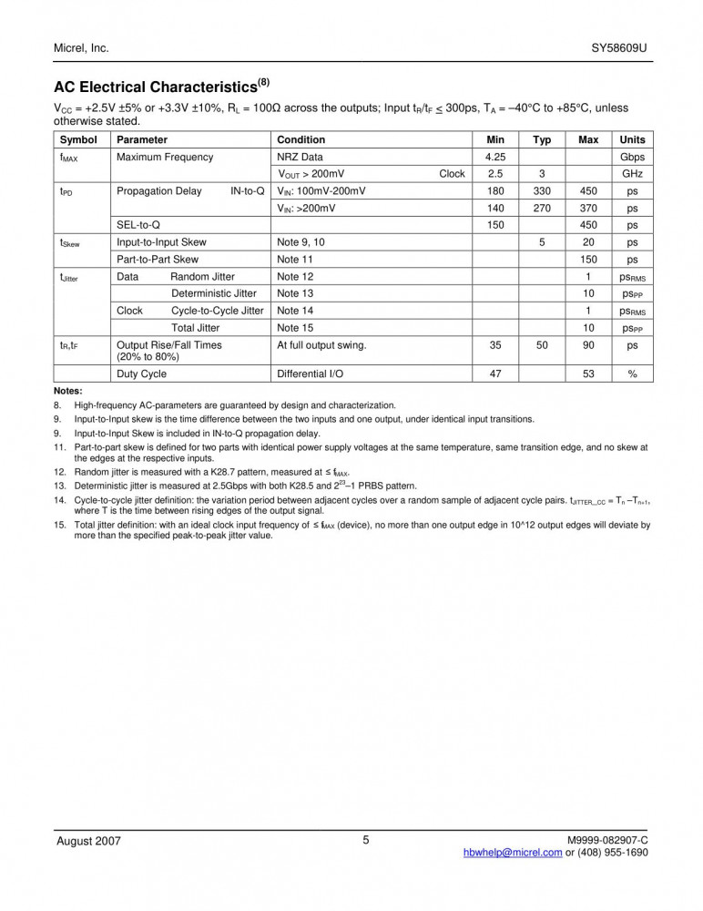 SY58609UMG datasheet page 5