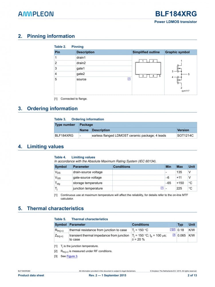 BLF184XRGJ datasheet page 2