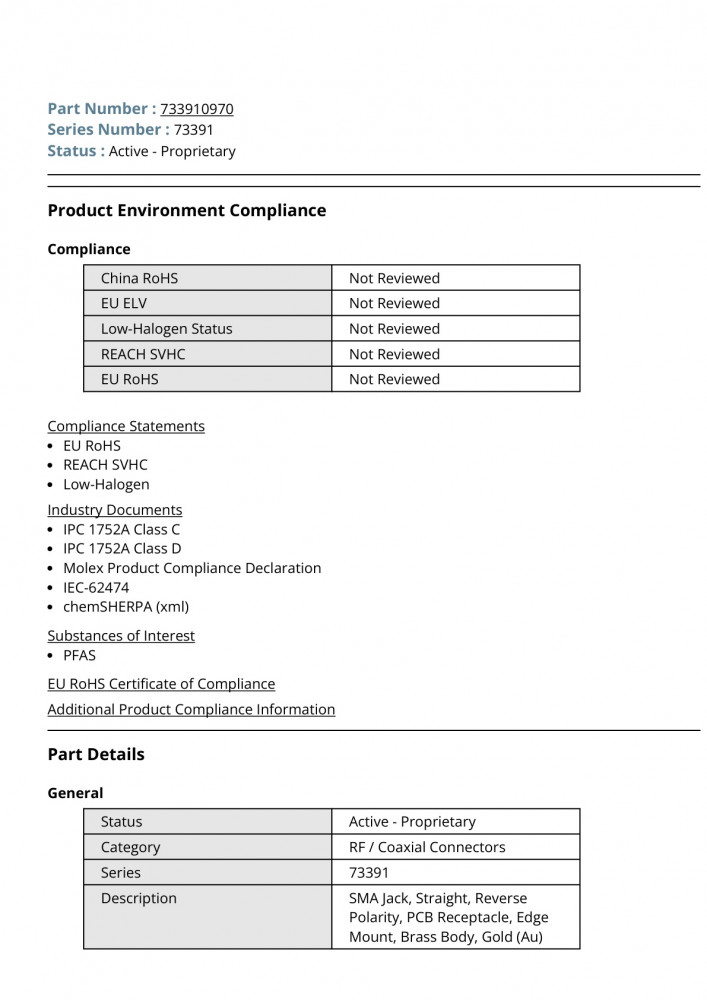 Technical document page image 1 for MOLEX 733910970