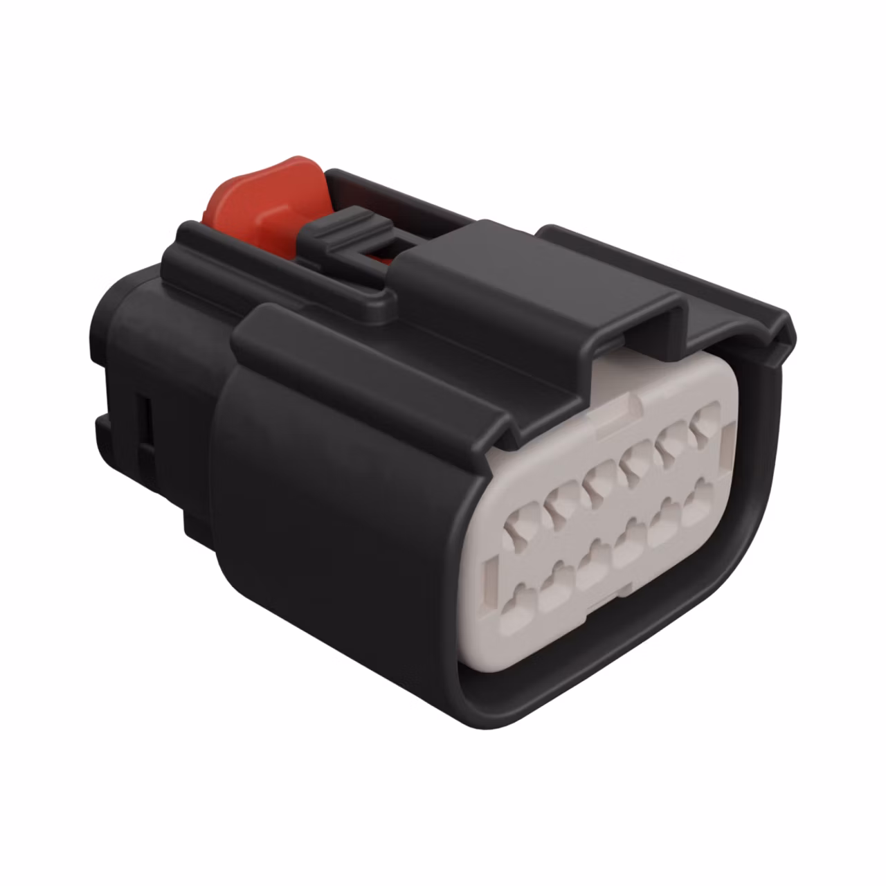 MX150 Mat-Sealed Female Connector Assembly, Dual Row, 12 Circuits, Keying Option C, with Connector Position Assurance, with Clip-Slot, Dark Gray for sale