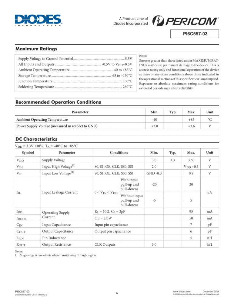 PI6C557-03 datasheet page 6