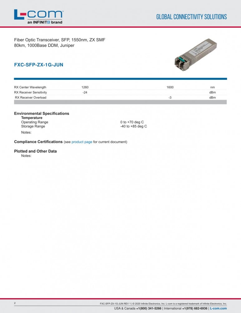 FXC-SFP-ZX-1G-JUN datasheet page 2