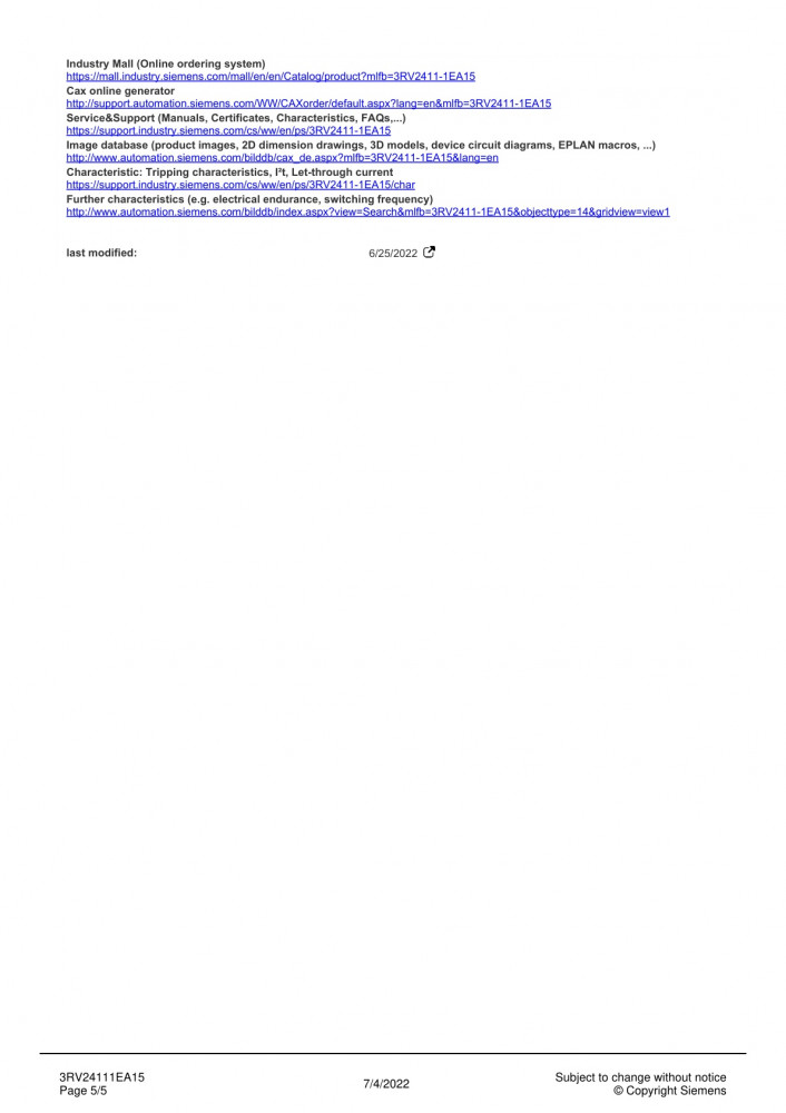 3RV24111EA15 technical document page 5