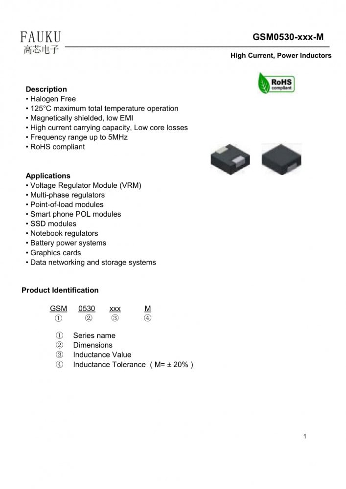 GSM0530-6R8-M datasheet page 1