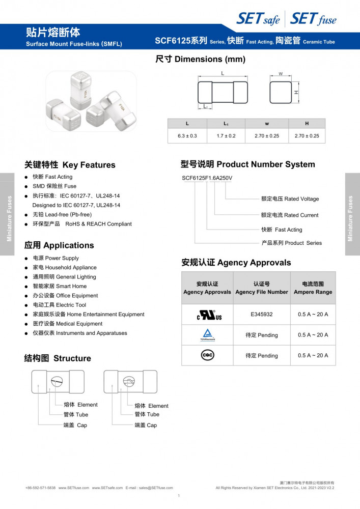SCF6125F2A250V datasheet page 1