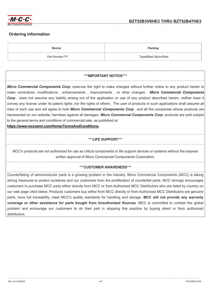 MCC BZT52B15HE3-TP datasheet page 4