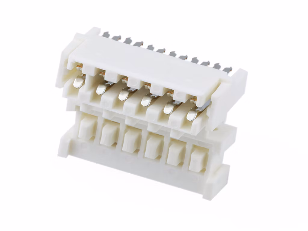 Appli-Mate RAST 2.5 IDT Housing, 2.50mm Pitch, with Side Latches, Female, 5 Circuits, Position Keys A & F Removed, Polarizing Rib Between 3/4, Red Color Stripe