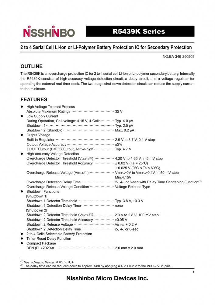 R5439K datasheet preview, page 1