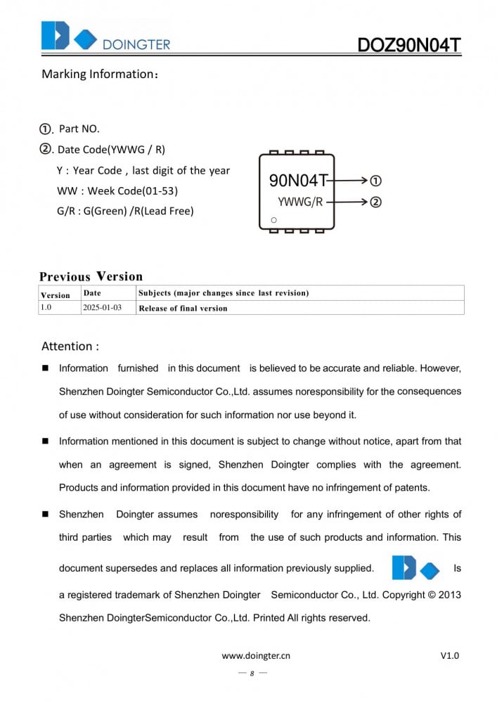DOZ90N04T datasheet page 8
