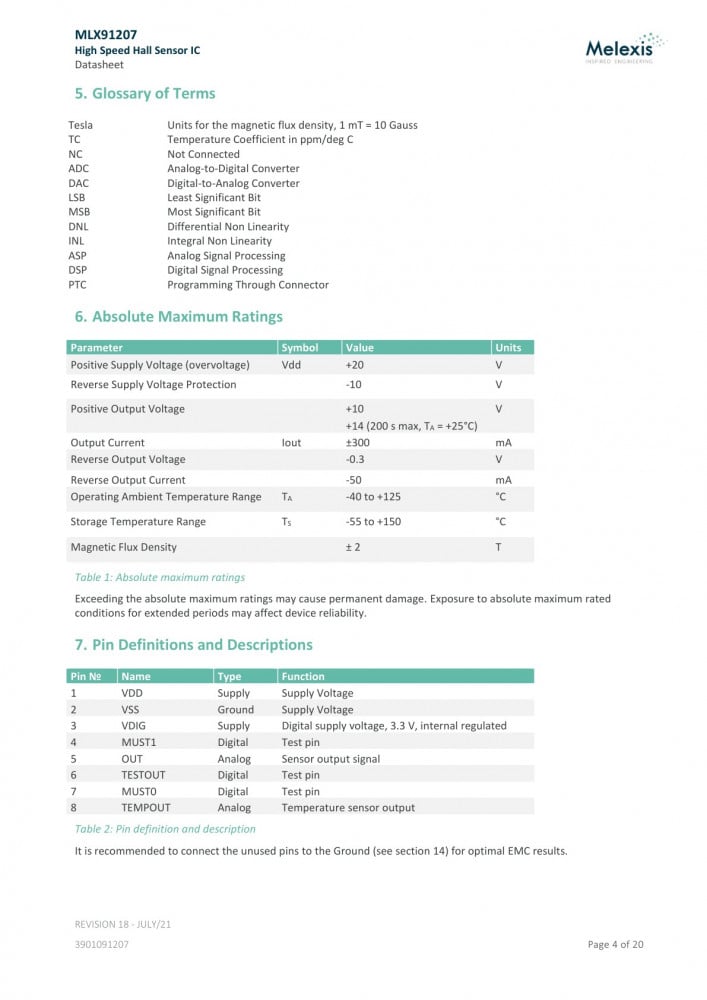 MLX91207 datasheet page 4