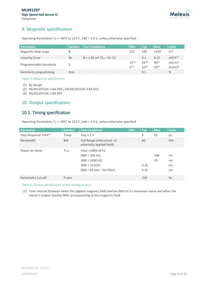 MLX91207 datasheet page 6