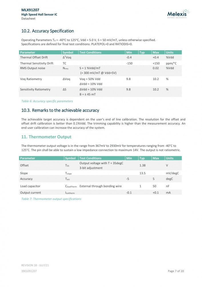 MLX91207 datasheet page 7