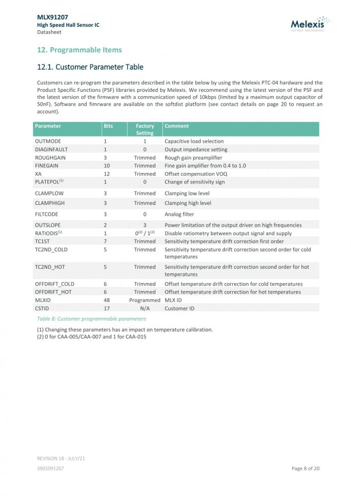 MLX91207 datasheet page 8