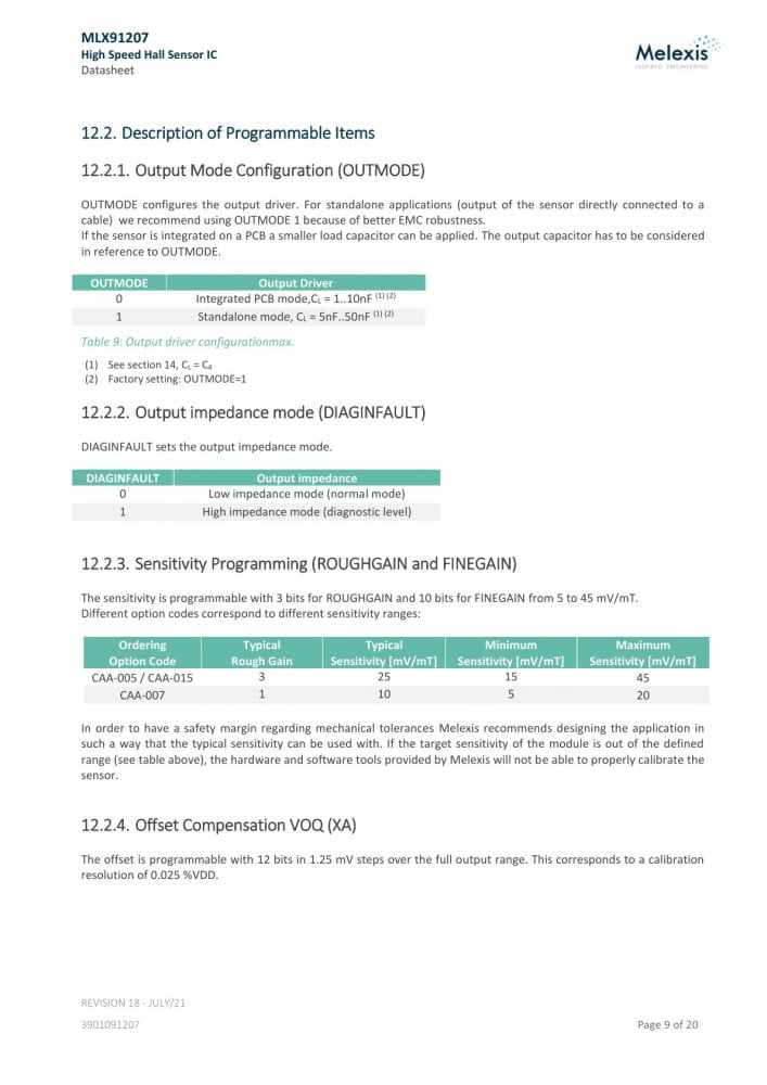 MLX91207 datasheet page 9
