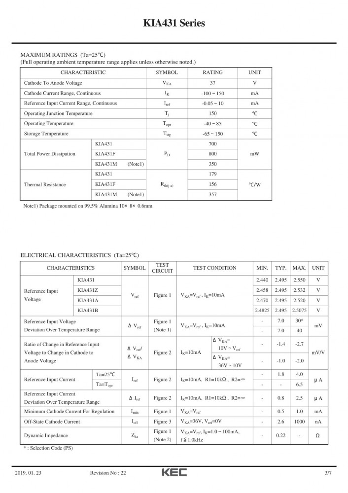 KIA431 series datasheet page 3