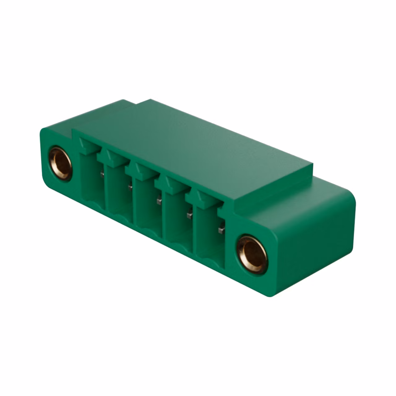 3.50mm Pitch Eurostyle Right-Angle PCB Header, with Threaded Retention Inserts, Green Housing, 5 Circuits for sale