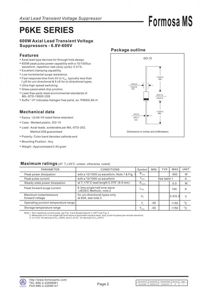 P6KE series datasheet page 2