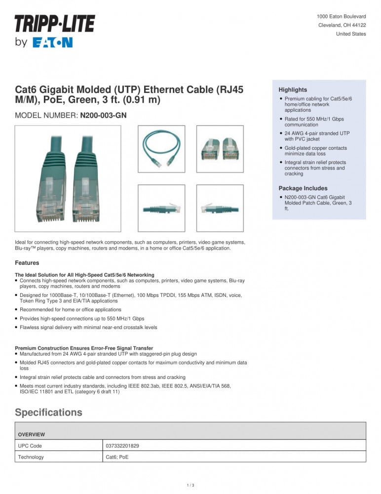 N200-003-GN technical document page 1