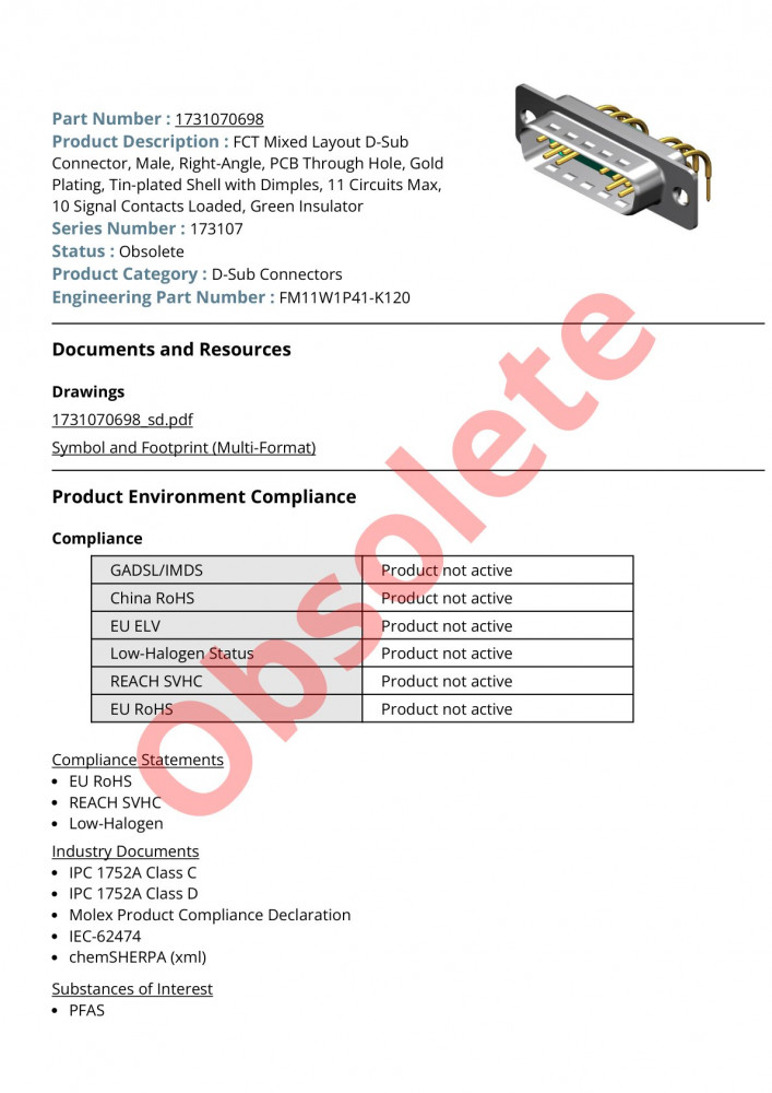 MOLEX 1731070698 technical drawing preview, page 1