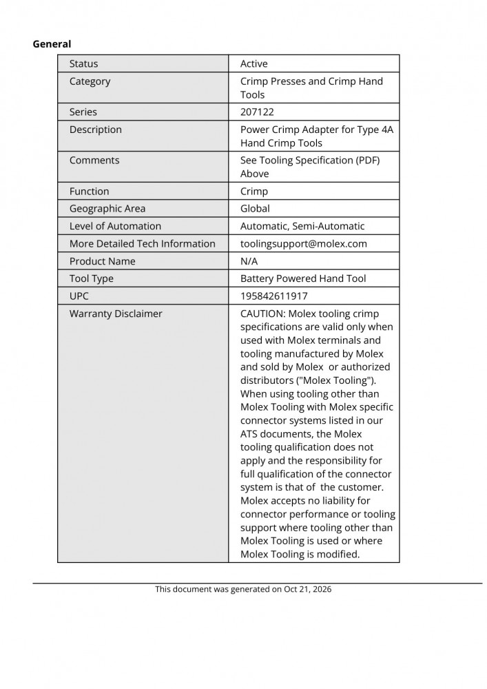 MOLEX 638161950 tooling specification, page 2