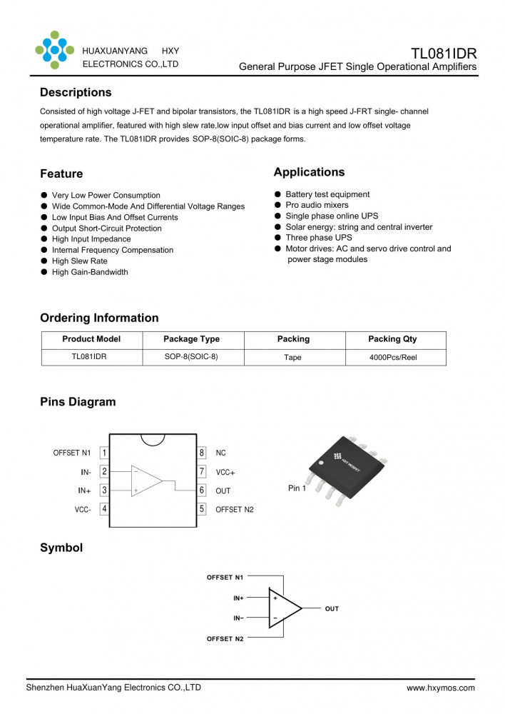 TL081IDR-HXY datasheet page 1