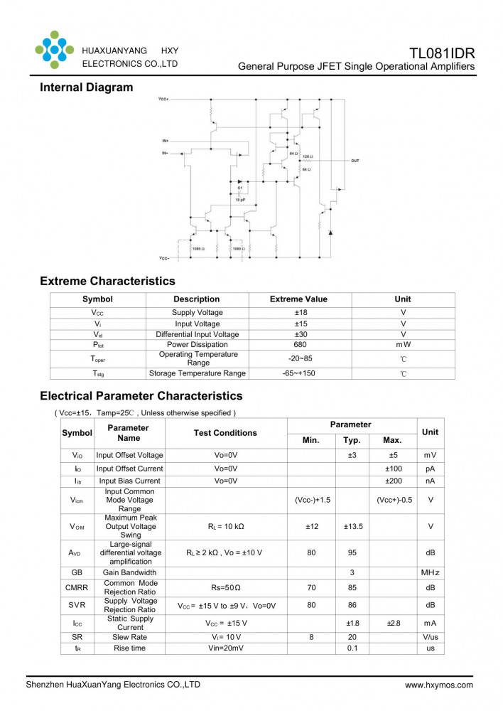 TL081IDR-HXY datasheet page 2