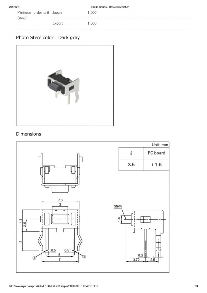 SKHLLBA010 dimensions drawing
