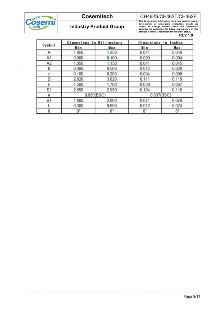CH462SR datasheet page 9